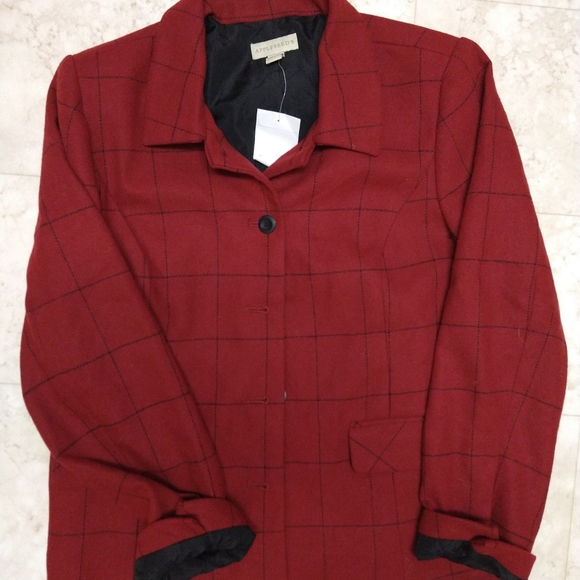 Appleseed's | Jackets & Coats | Appleseeds Red Black Plaid Blazer Nwt | Poshmark